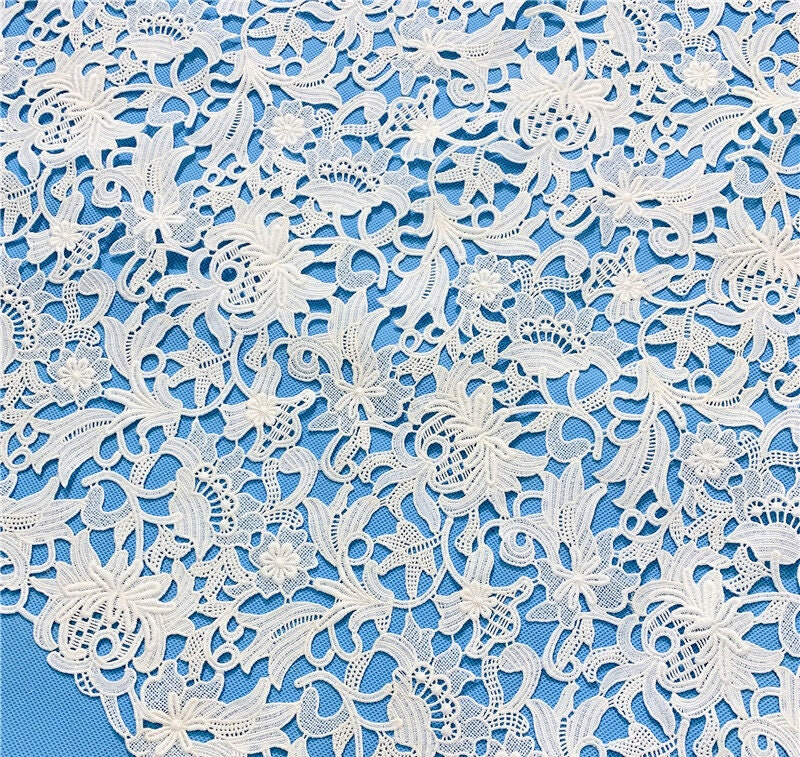 Boho Bridal White Lace Rayon Mesh Fabric Floral Guipure Lace - Etsy
