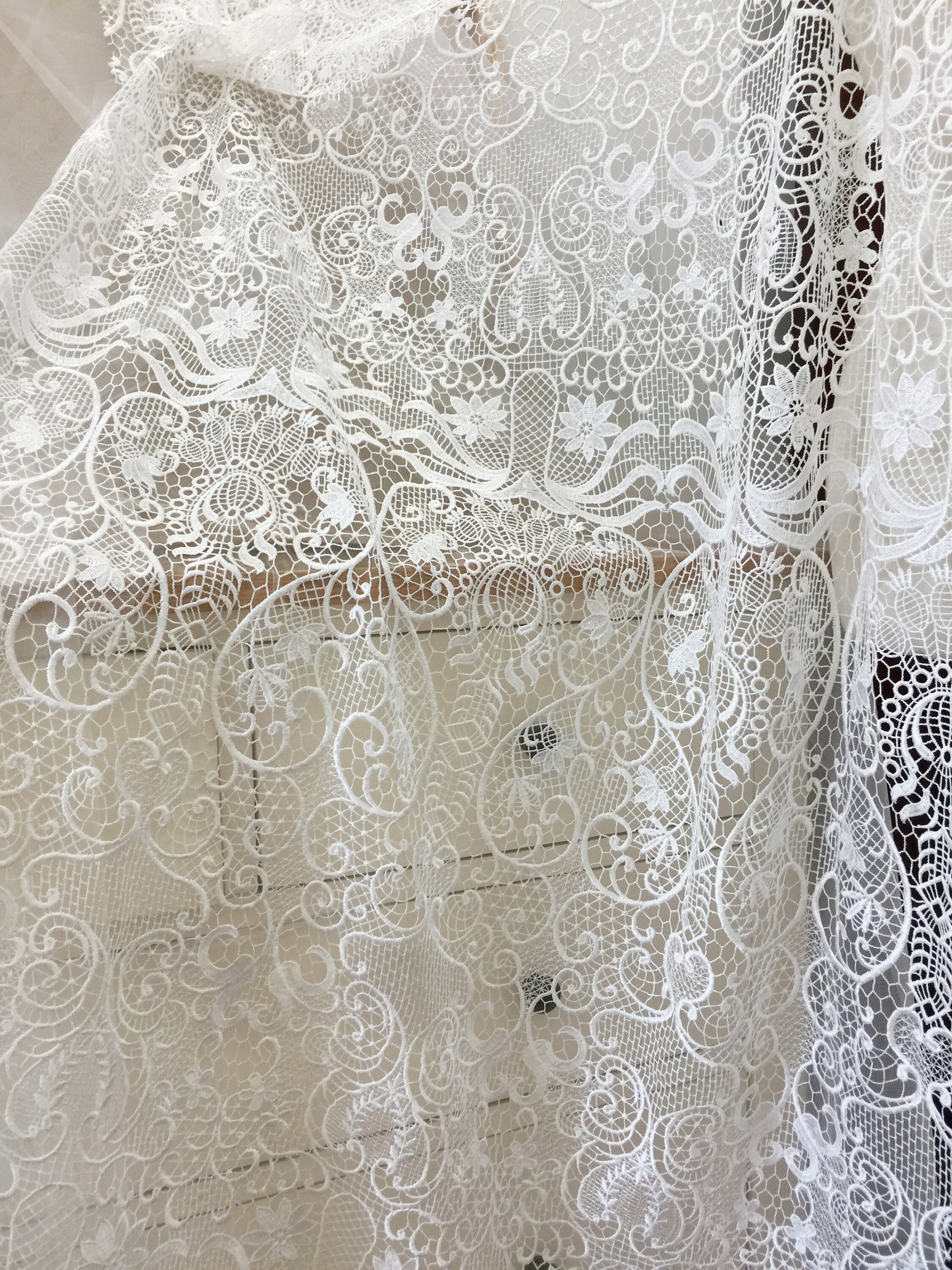 Boho Bridal White Lace Rayon Mesh Fabric Floral Guipure Lace - Etsy