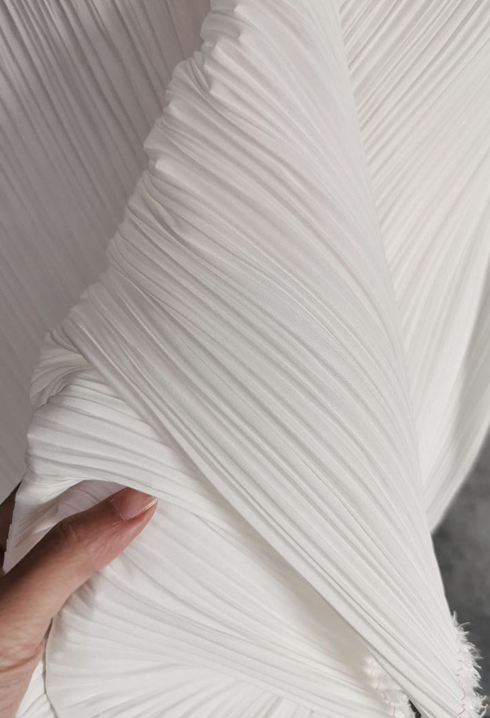 Hard 3D White Ivory Pleated Fabric, Bridal Wedding Dress DIY Material ...