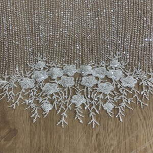 Luxury White Heavy Sequin Beaded Lace Fabric, Beading Lace Bridal ...
