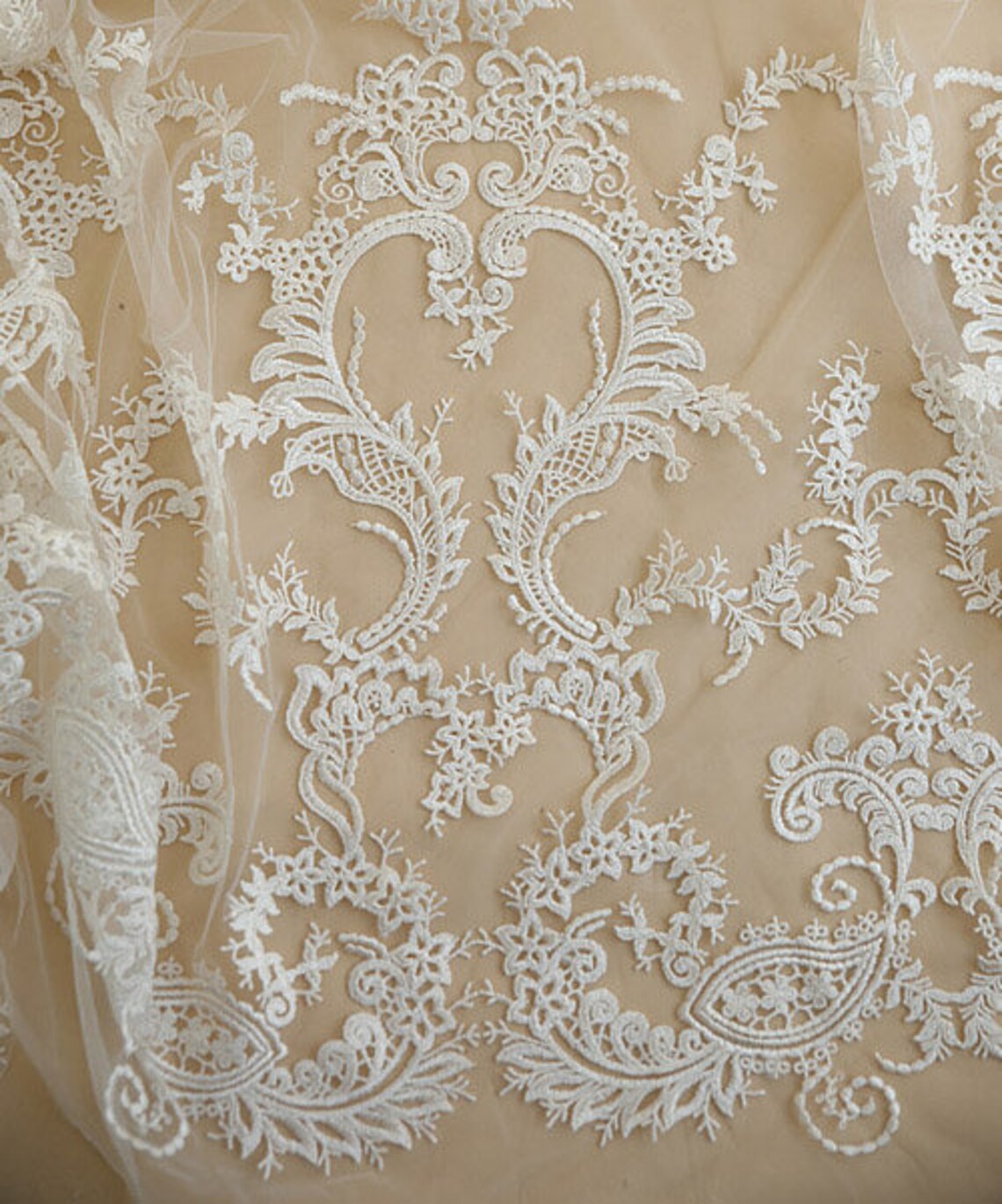 White Ivory Lace Fabric Floral Supply Material Wedding Dress | Etsy