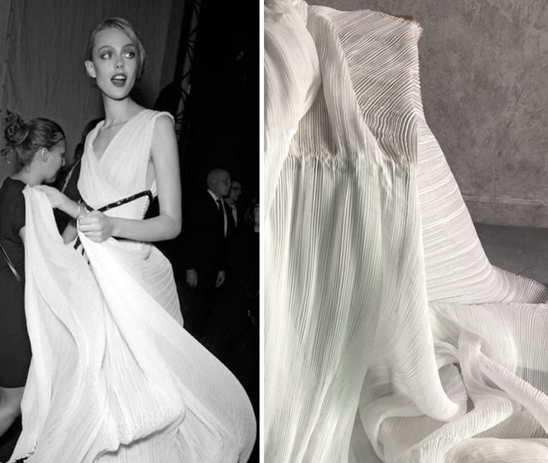 Soft White Ivory Pleated Fabric, Supply Material, Wedding Dress Evening ...