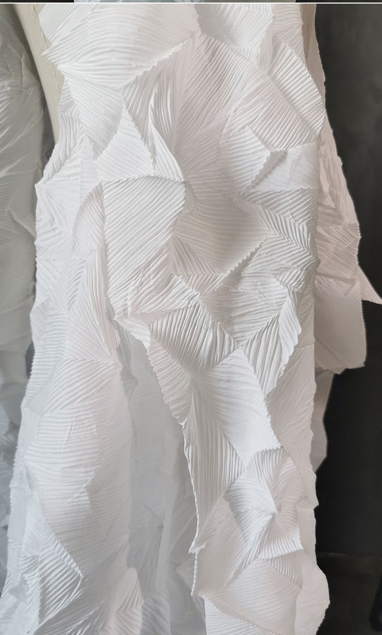 3D Creative White Pleated Fabric Fashion Evening Dress - Etsy