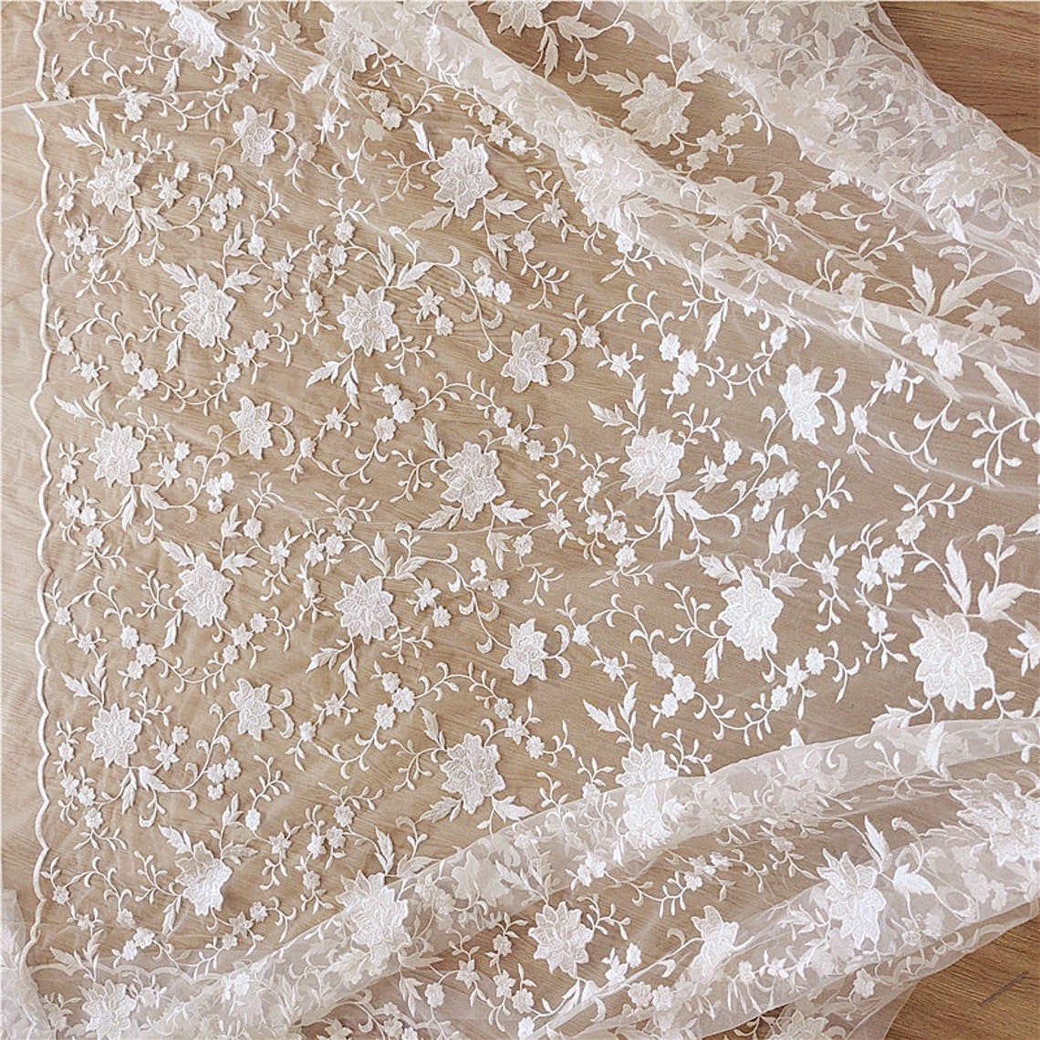 Soft Ivory White Lace Fabric Cotton Applique DIY Material - Etsy