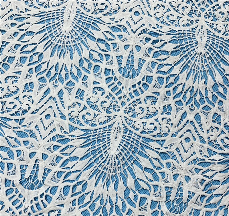 White Lace Rayon Mesh Fabric Floral Scalloped Guipure Lace | Etsy