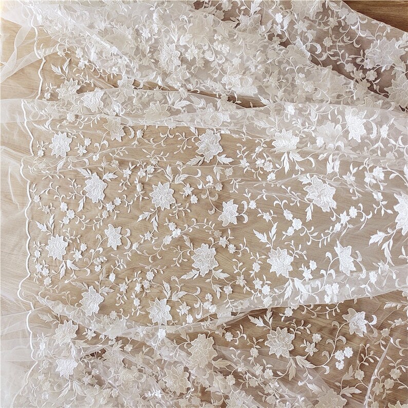 Soft Ivory White Lace Fabric Cotton Applique DIY Material - Etsy