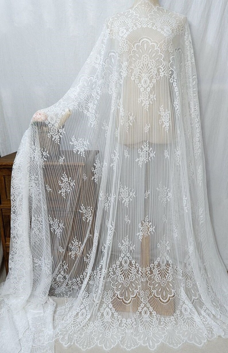 Soft French Chantilly Flower Lace Tulle Fabric, DIY Material, Boho ...
