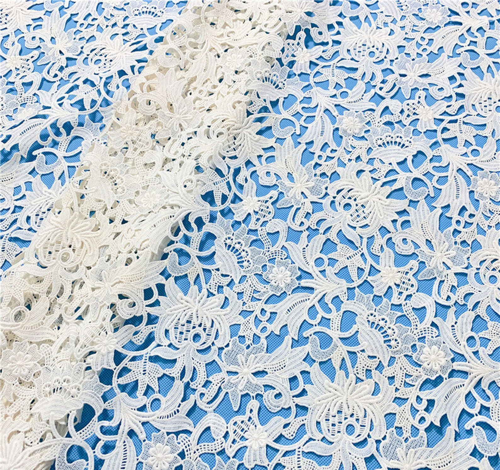 Boho Bridal White Lace Rayon Mesh Fabric Floral Guipure Lace - Etsy