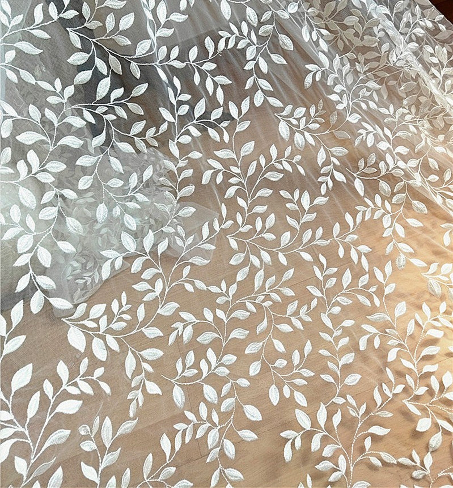 Soft Ivory Leaf Lace Fabric Veil Applique Material Bridal - Etsy