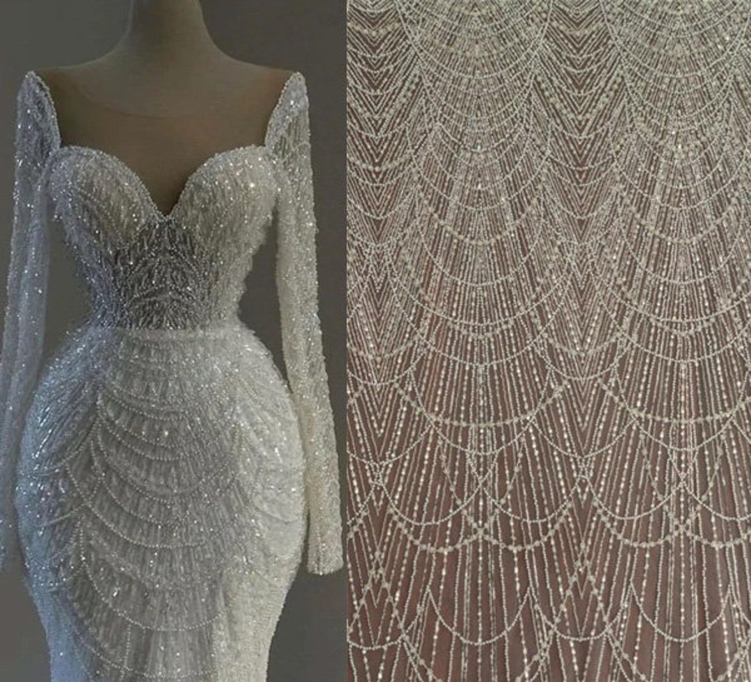 Luxury Sequin Beaded Embroidery Lace Fabric,bridal Dress Lace Fabric ...