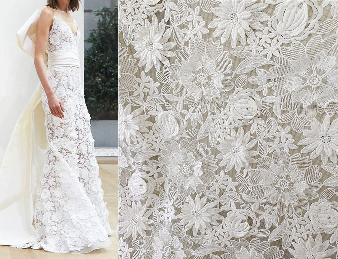 Bohemian White Ivory 3D Flower Lace Fabric Bridal Lace - Etsy