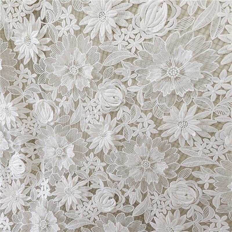 Bohemian White Ivory 3D Flower Lace Fabric Bridal Lace - Etsy