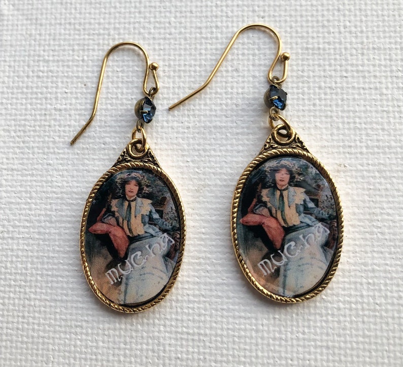 Alphonse Mucha "the Artists Wife" Earrings, Alphonse Mucha Jewelry ...