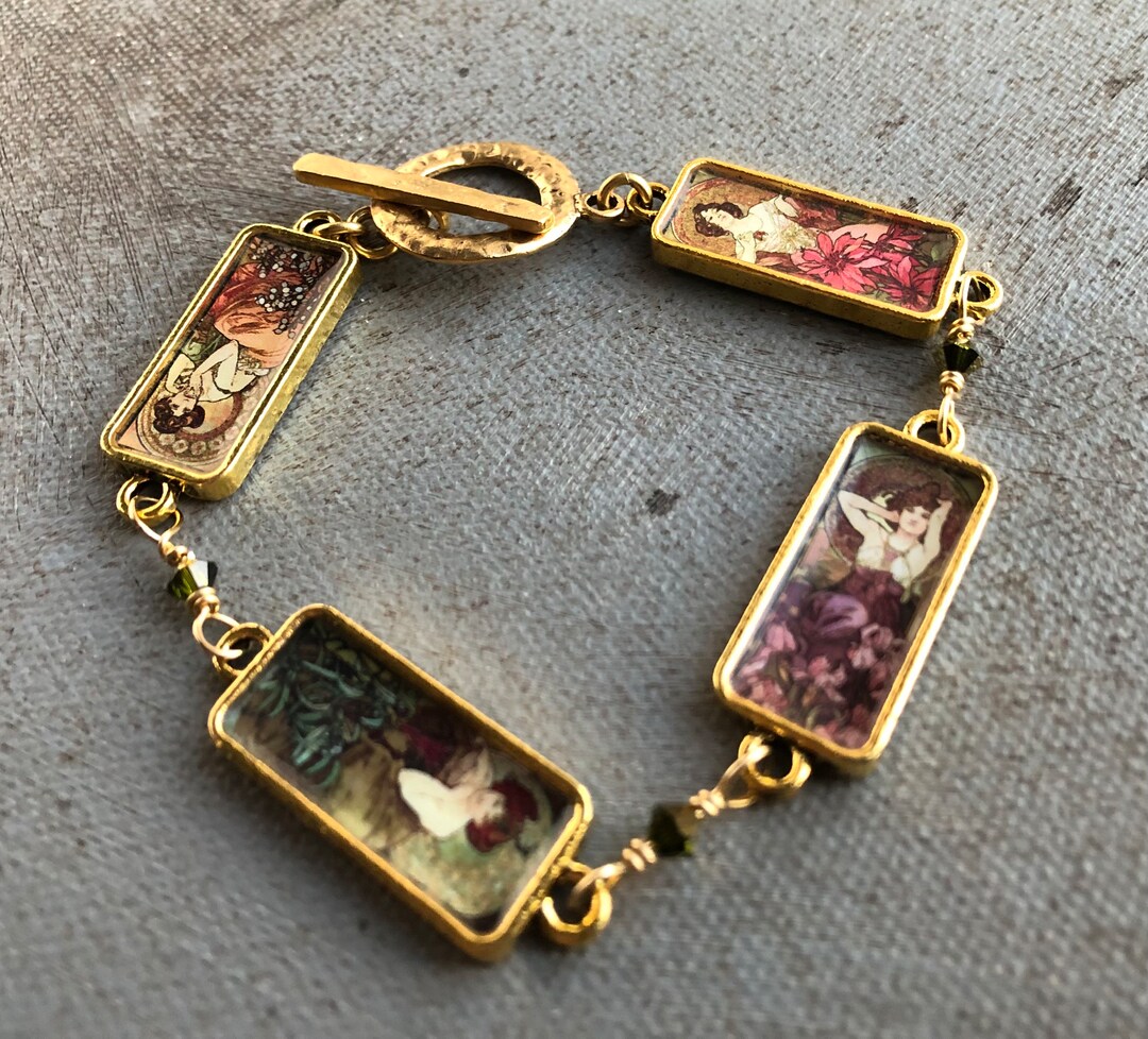 Alphonse Mucha the Gemstones Bracelet Amethyst Ruby Topaz - Etsy