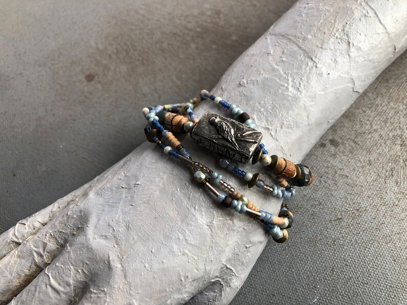 Rustic Nature Themed Blue Multi-strand Bracelet Boho - Etsy