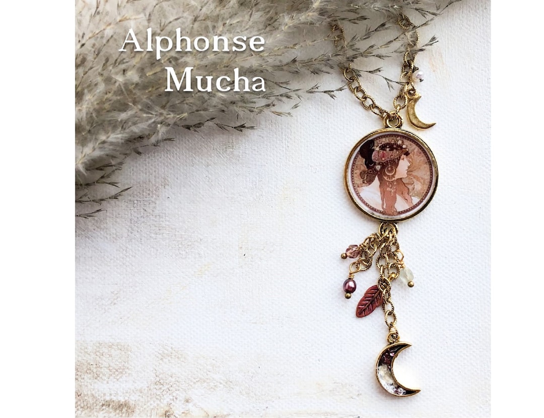 Alphonse Mucha Byzantine Head the Brunette Necklace, Alphonse Mucha ...