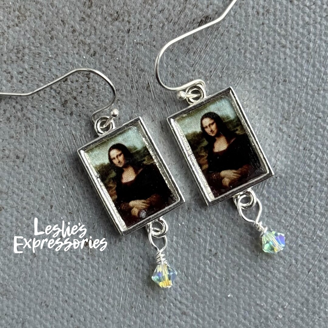 Mona Lisa Tiny Earrings, Mona Lisa Jewelry, Famous Painting Jewelry ...