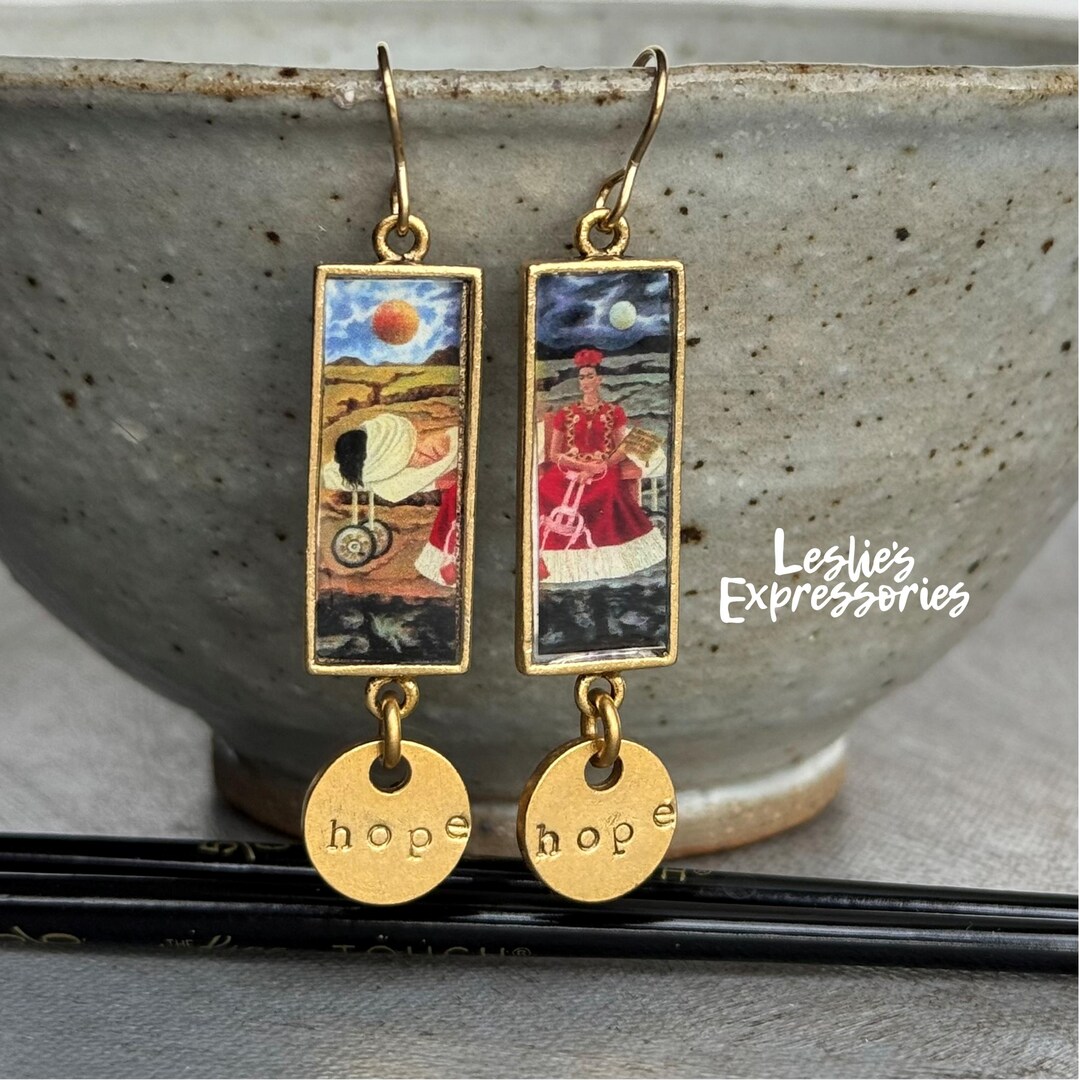 Tree of Hope Frida Kahlo Earrings, Inspirational Earrings, Famous Art ...