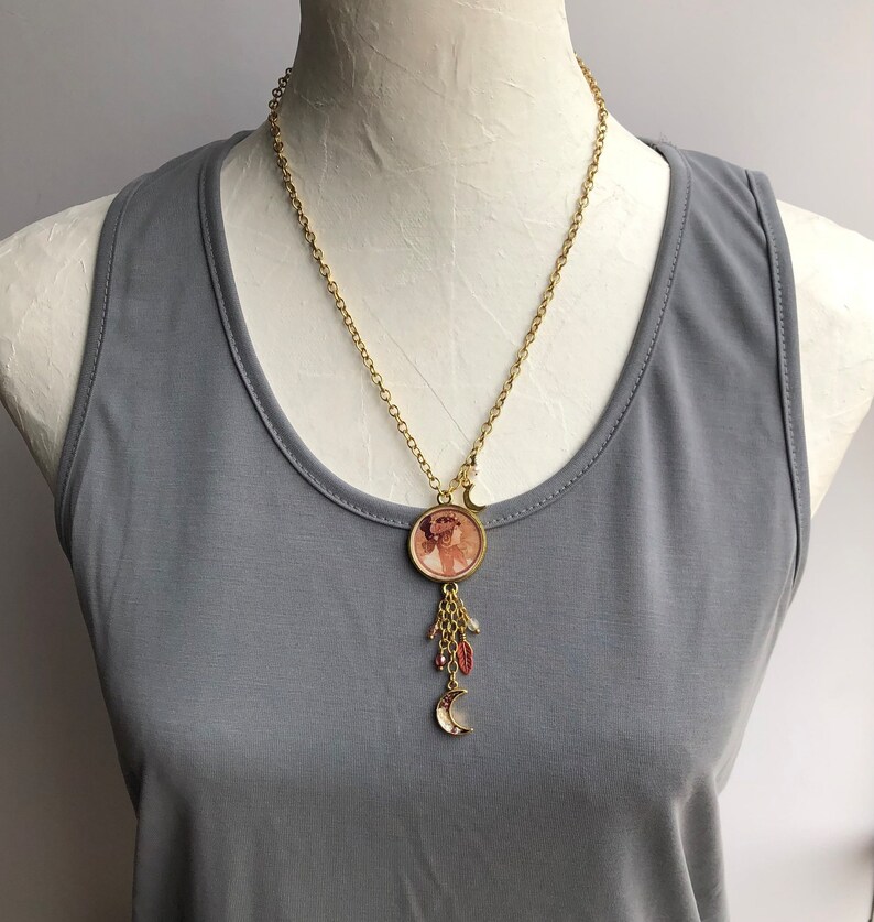 Alphonse Mucha Byzantine Head the Brunette Necklace, Alphonse Mucha ...