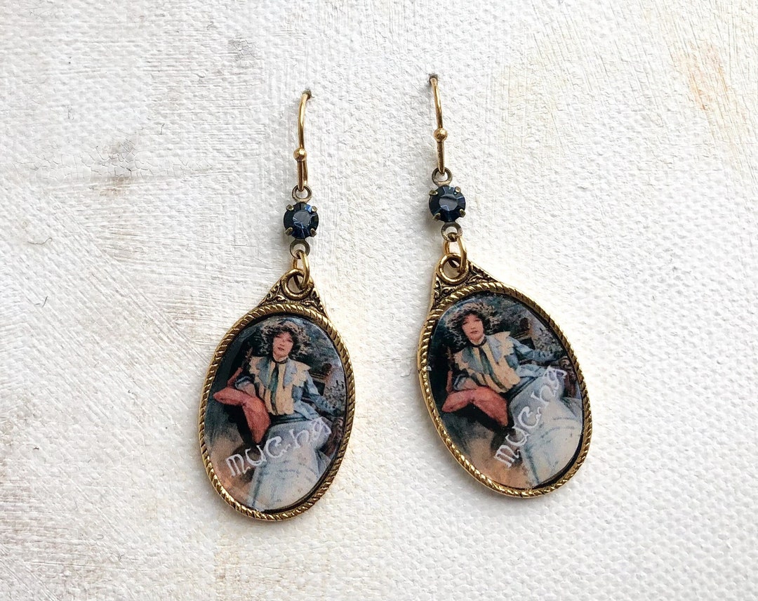 Alphonse Mucha the Artists Wife Earrings, Alphonse Mucha Jewelry ...