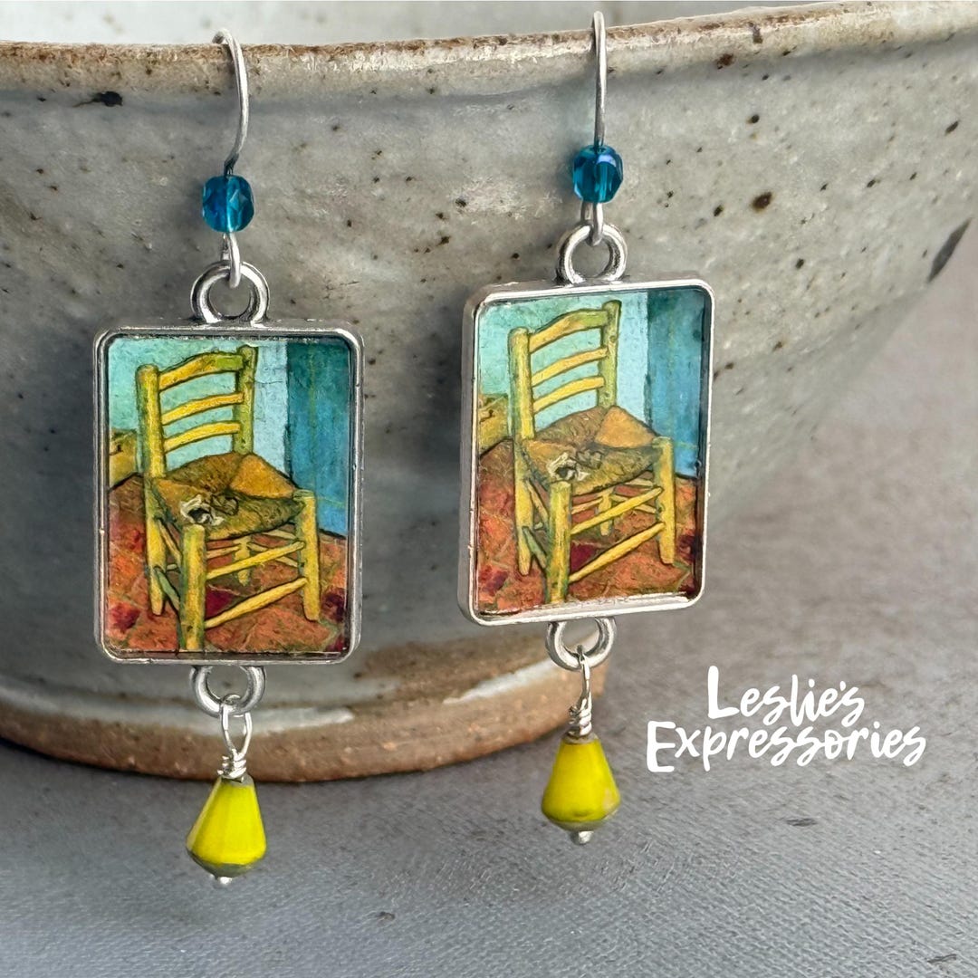 Van Gogh's the Chair Earrings, Famous Painting Jewelry, Vincent Van ...