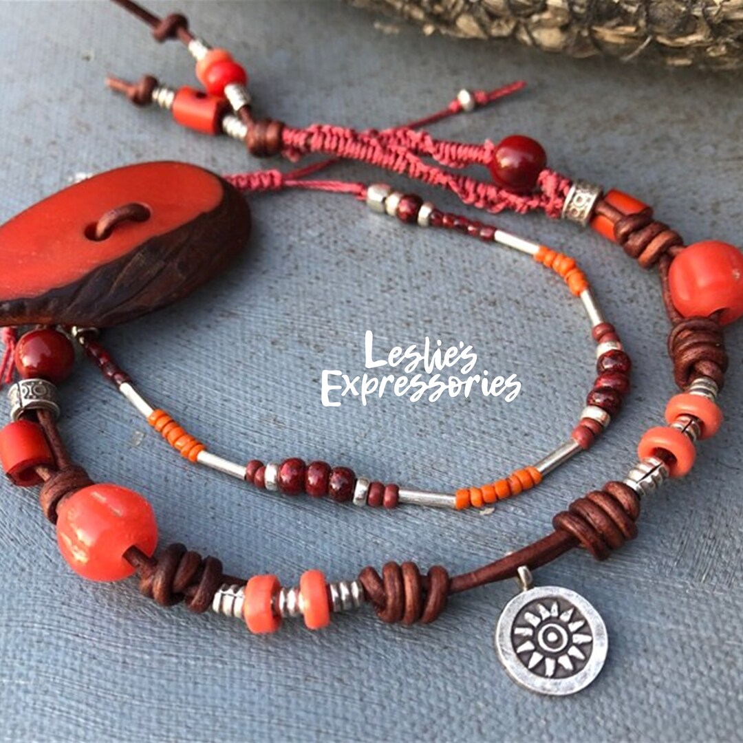 Organic Style Tagua Nut Bracelet, 2 Bracelet Combo, Ethnic Boho Bracelet, Tagua Nut Jewelry ...