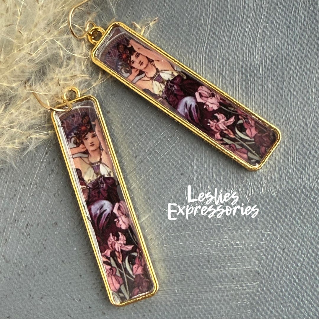 Alphonse Mucha Amethyst Earrings, Alphonse Mucha Jewelry, Famous Artist ...