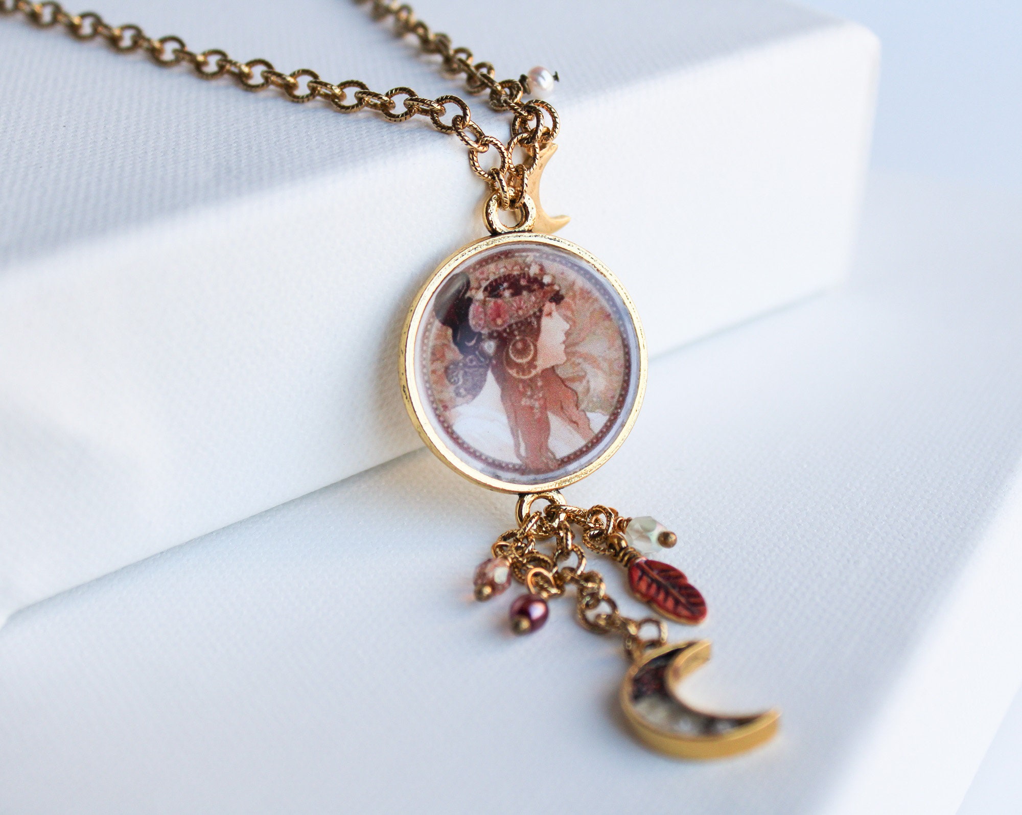 Alphonse Mucha Byzantine Head the Brunette Necklace, Alphonse Mucha ...