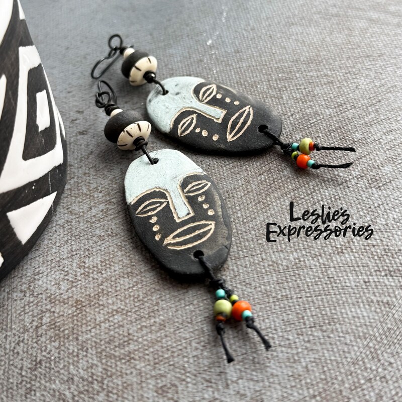 Tribal Mask Earrings - Etsy