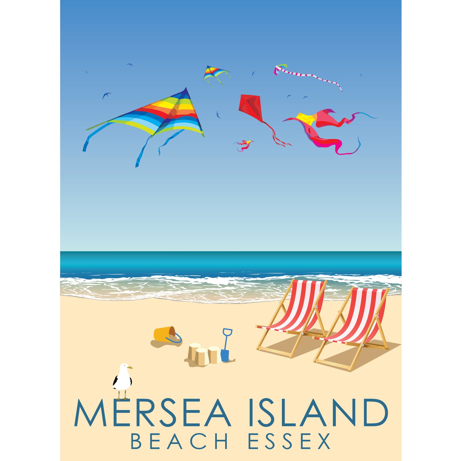 Mersea Island, Essex, England, Trio of Classic Seaside Art Prints ...