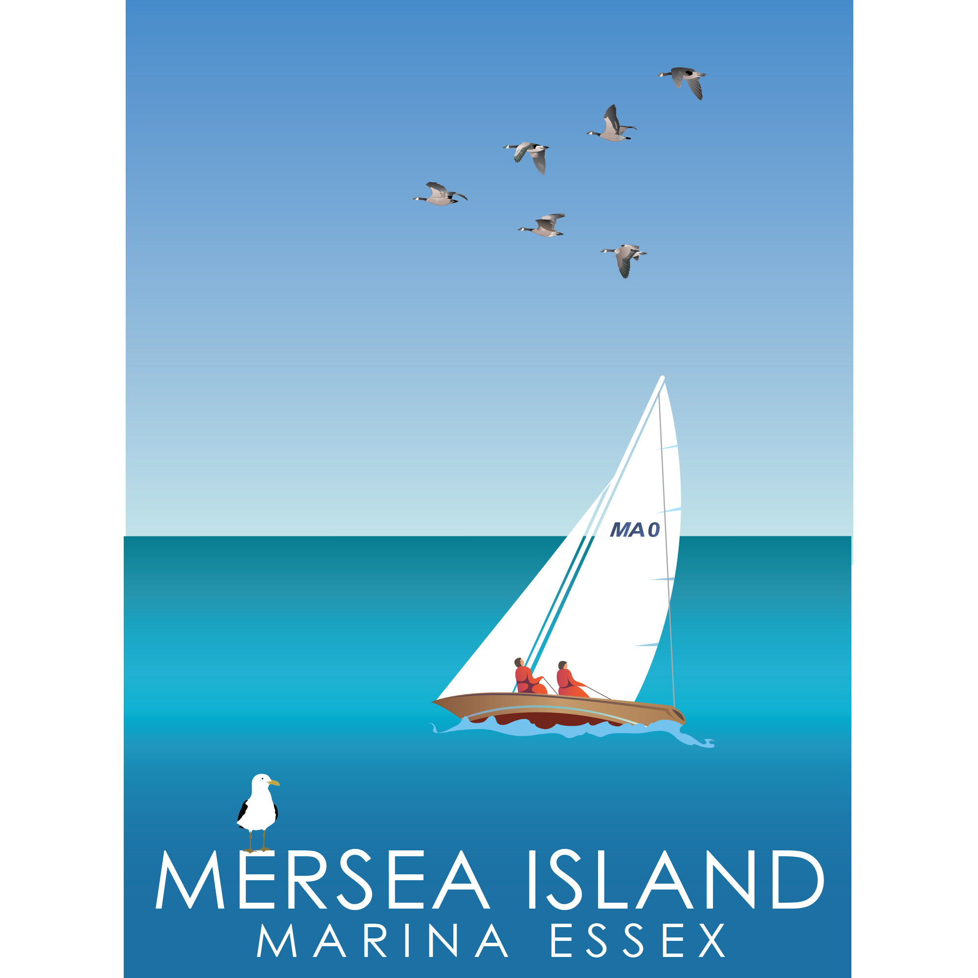 Mersea Island, Essex, England, Trio of Classic Seaside Art Prints ...