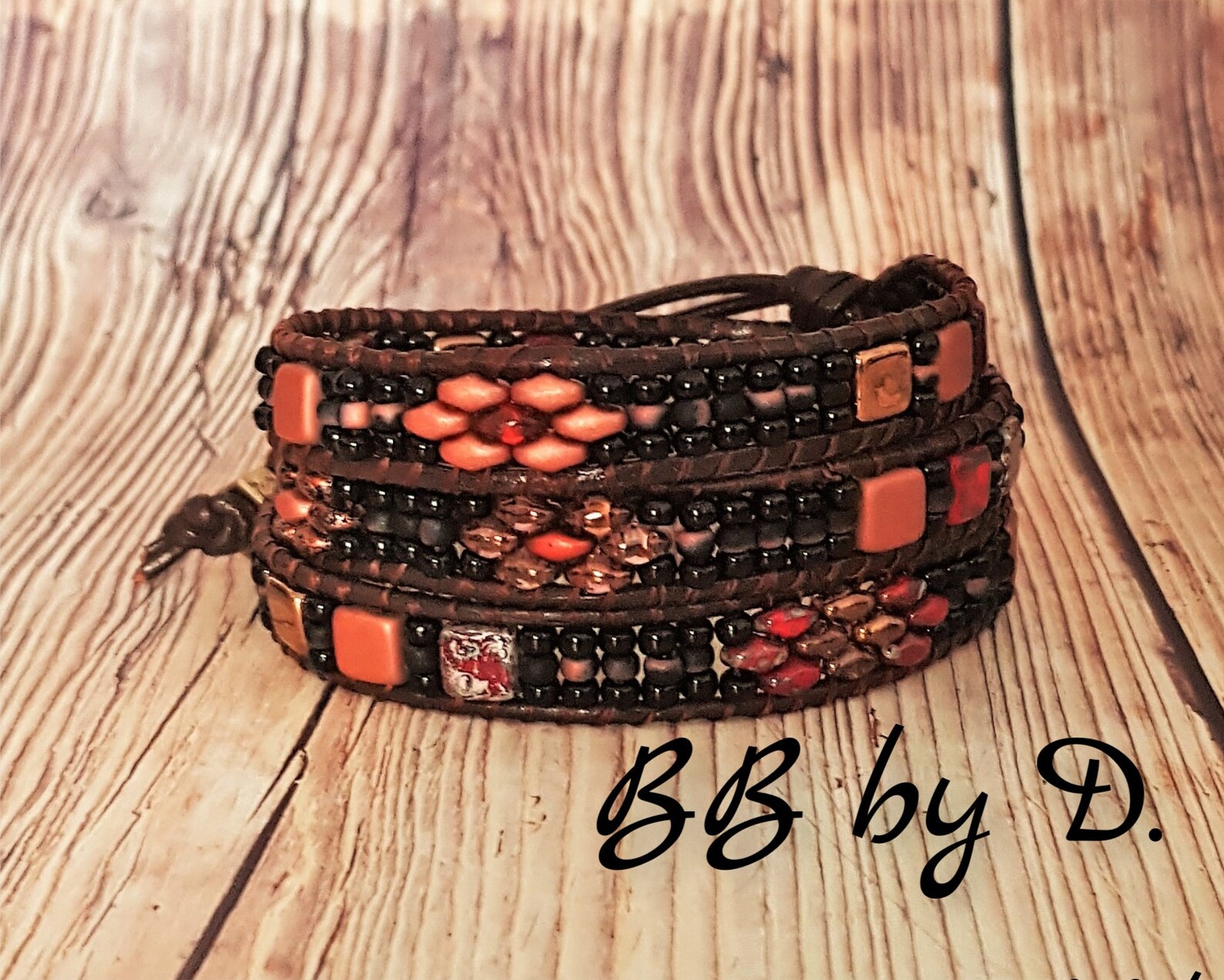Wrap Bracelet en cuir et perles de rocaille superduo - Etsy France