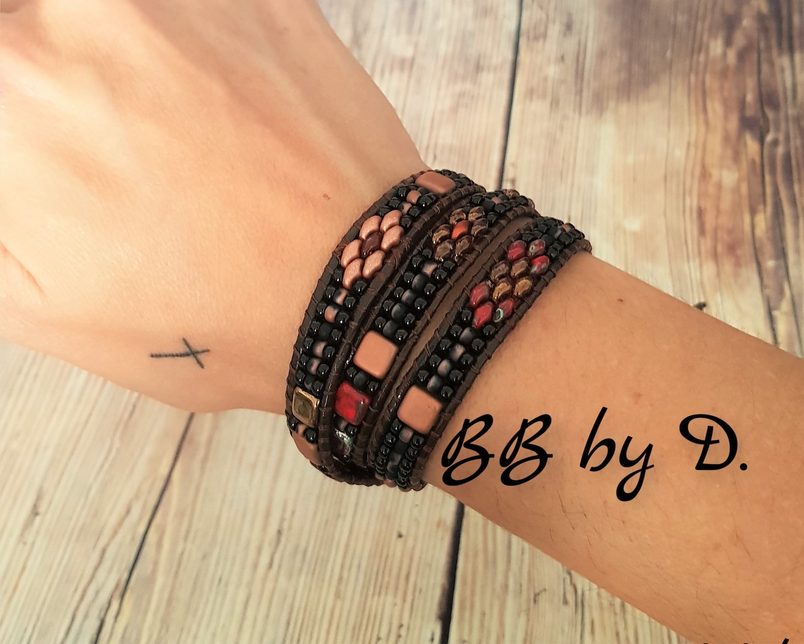 Wrap Bracelet en cuir et perles de rocaille superduo - Etsy France