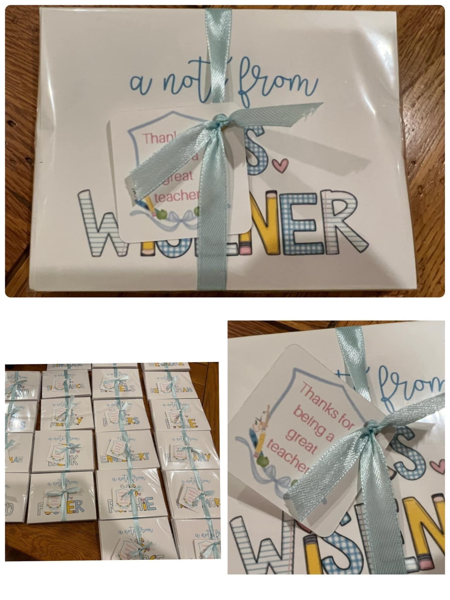 Teacher Note Card, Note From Teacher, Custom Teacher Appreciation Thank ...