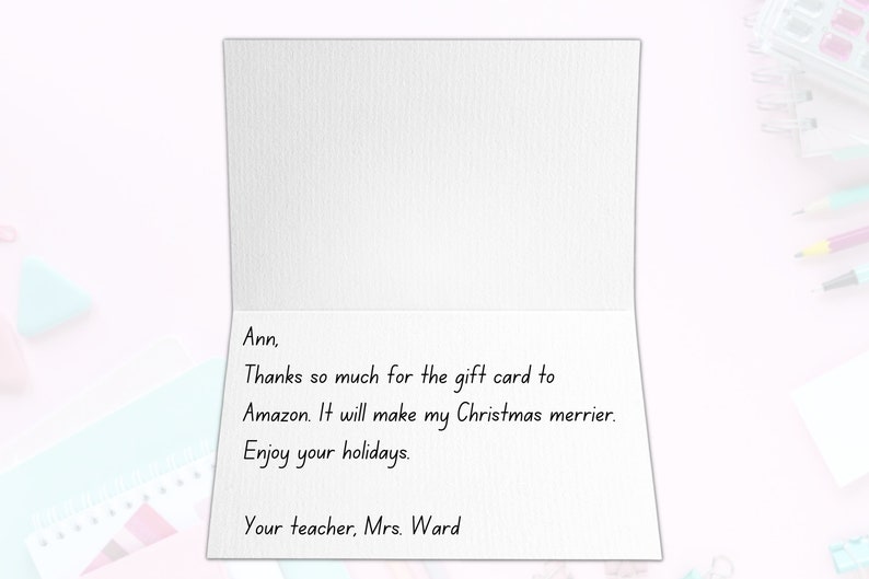 Teacher Note Card, Note From Teacher, Custom Teacher Appreciation Thank ...