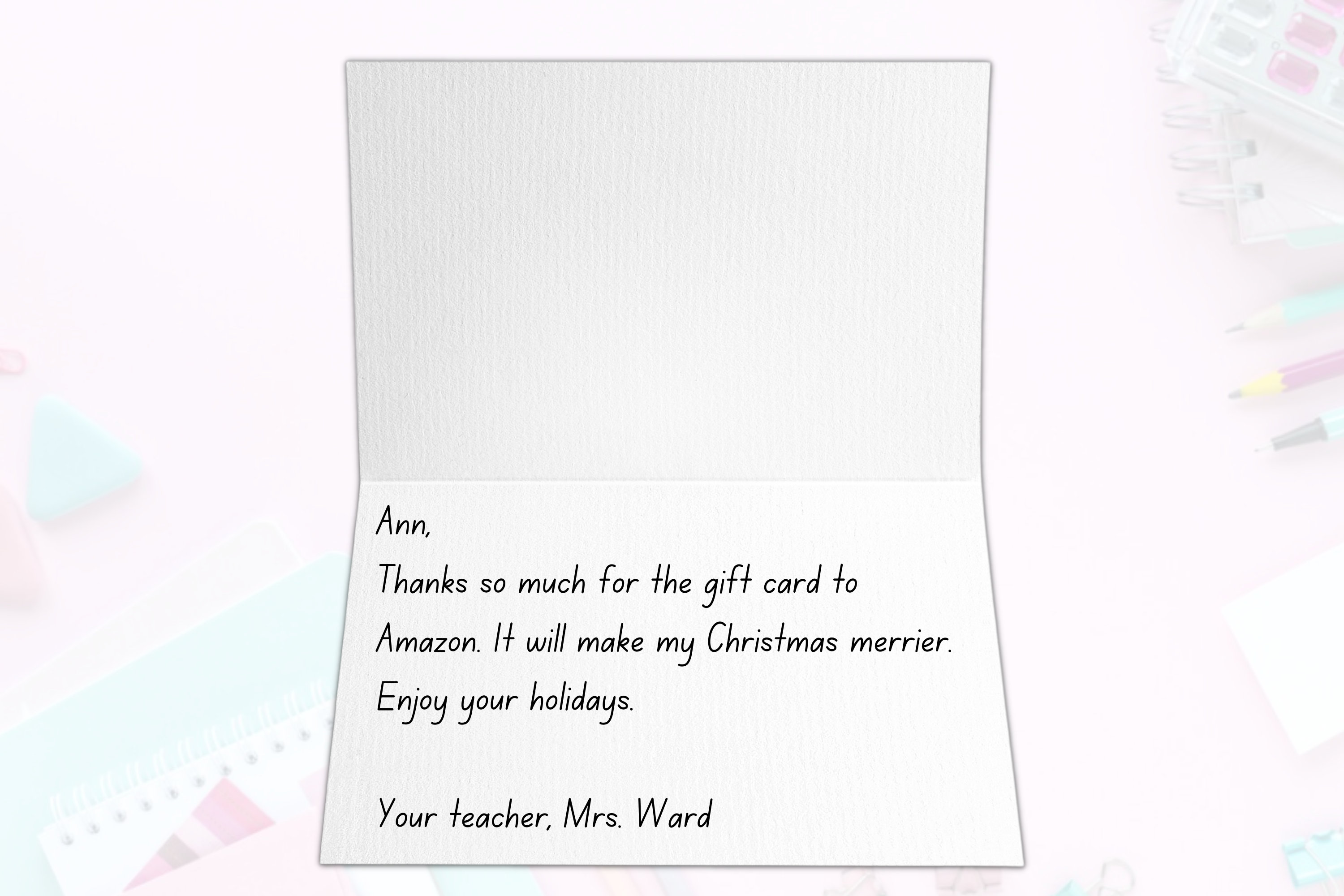Teacher Note Card, Note From Teacher, Custom Teacher Appreciation Thank ...