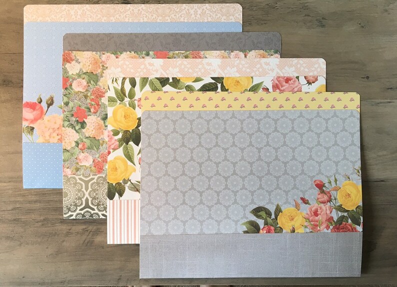 Floral file folders pretty Desk accessory flower office | Etsy