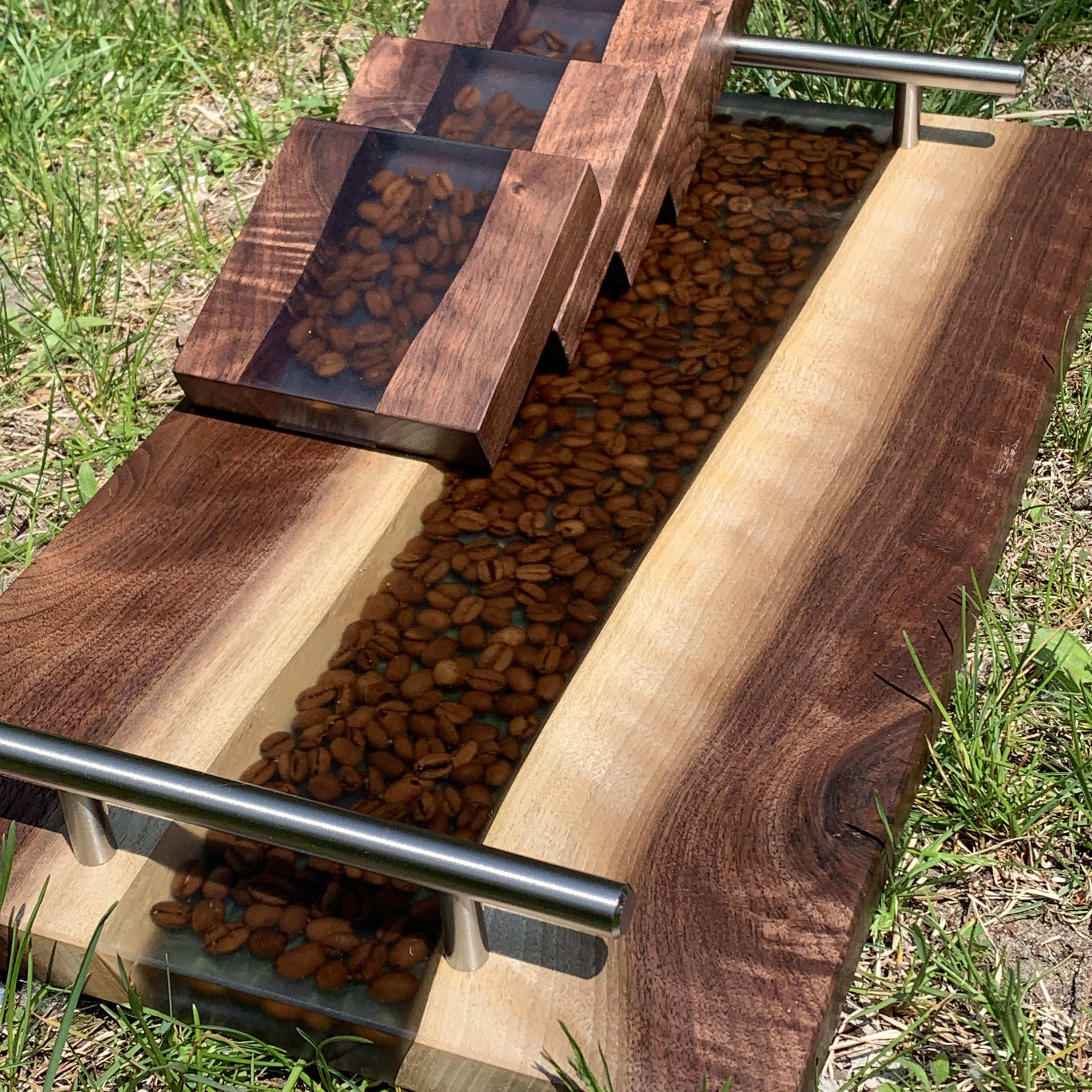 Custom Coffee Bean Serving Tray Walnut and Epoxy Resin - Etsy