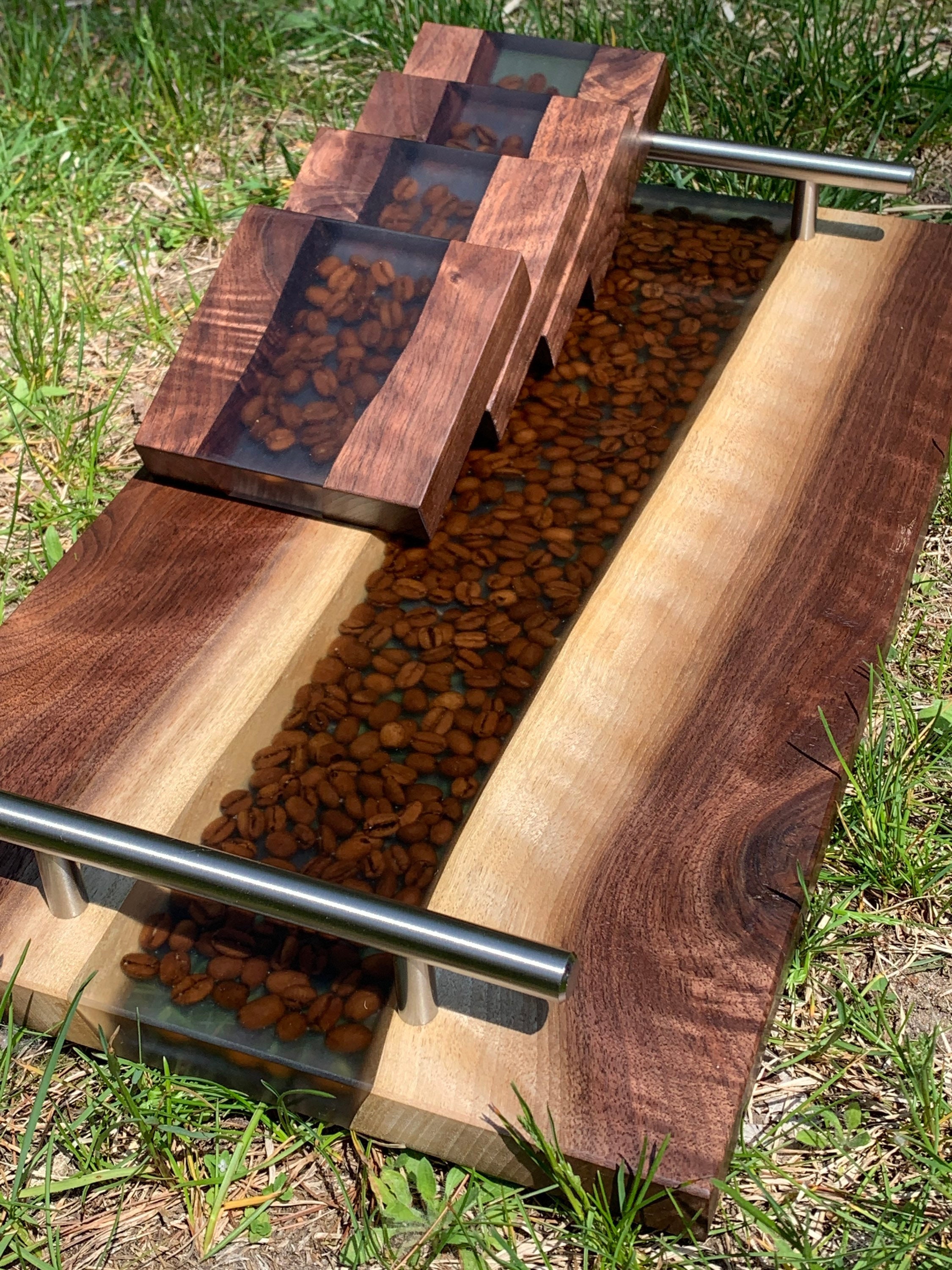 Custom Coffee Bean Serving Tray; Walnut and Epoxy Resin; Wedding Gift ...