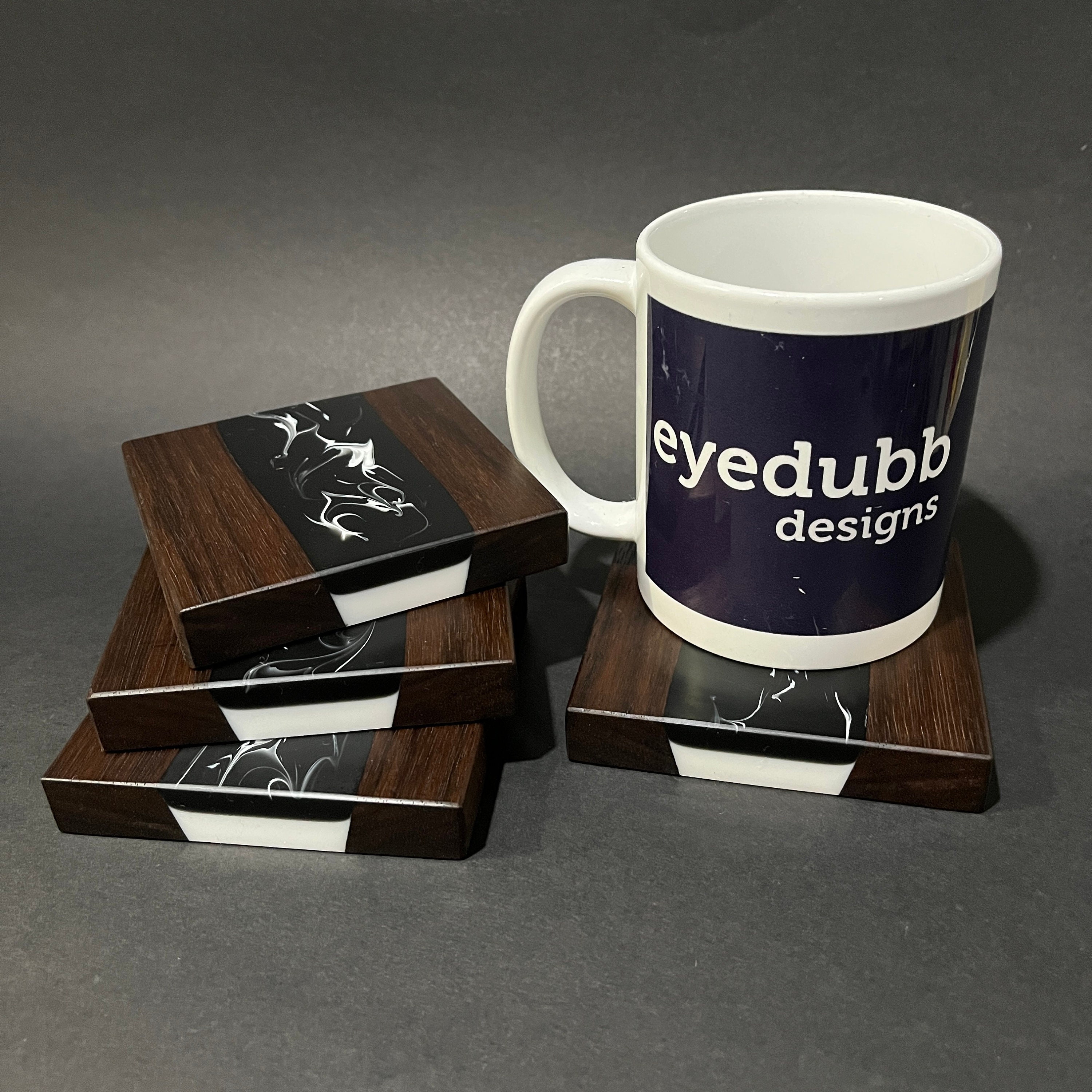 Wood & Resin Coasters Set of 4 Guys Gift Idea Walnut W/ - Etsy