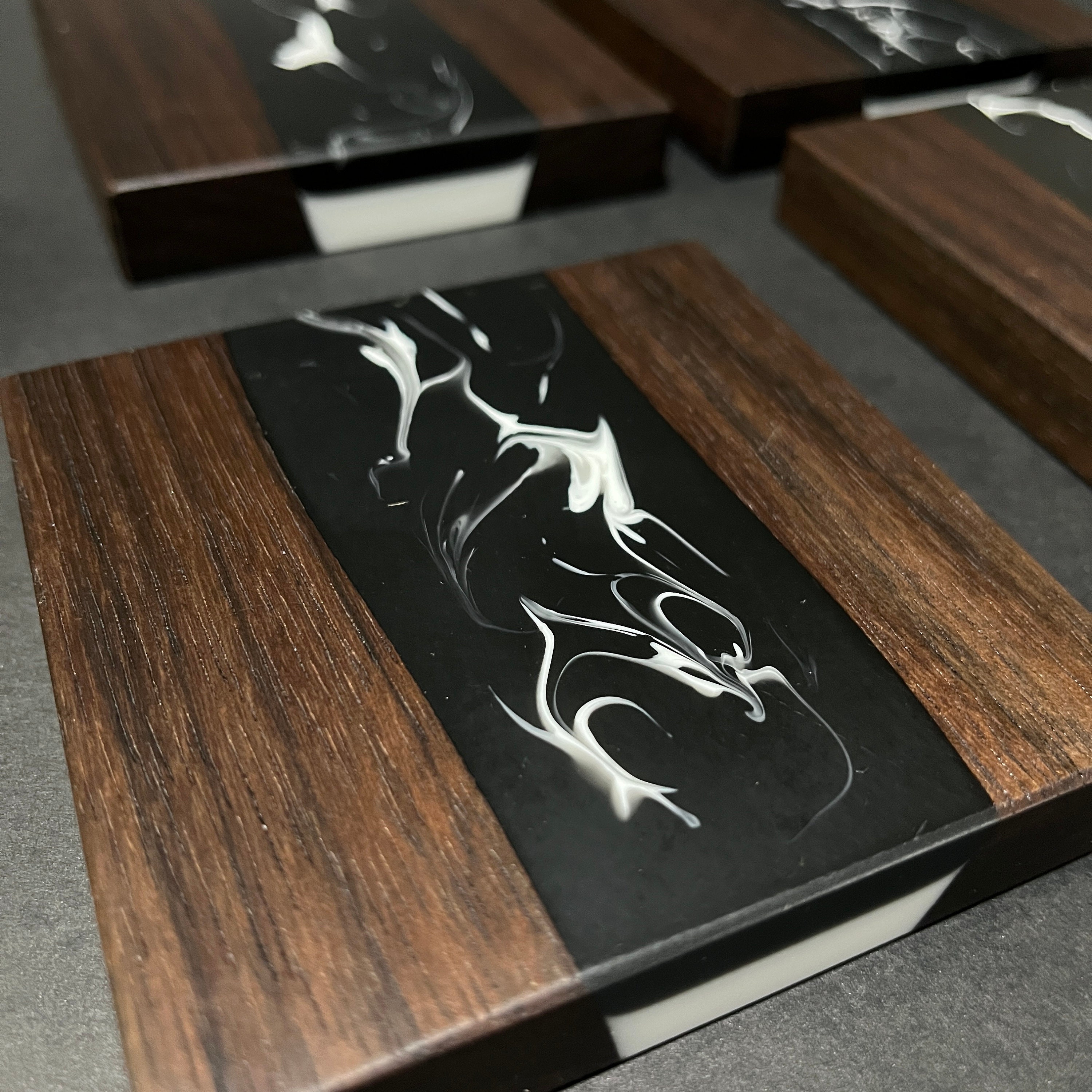 Wood & Resin Coasters Set of 4 Guys Gift Idea Walnut W/ - Etsy