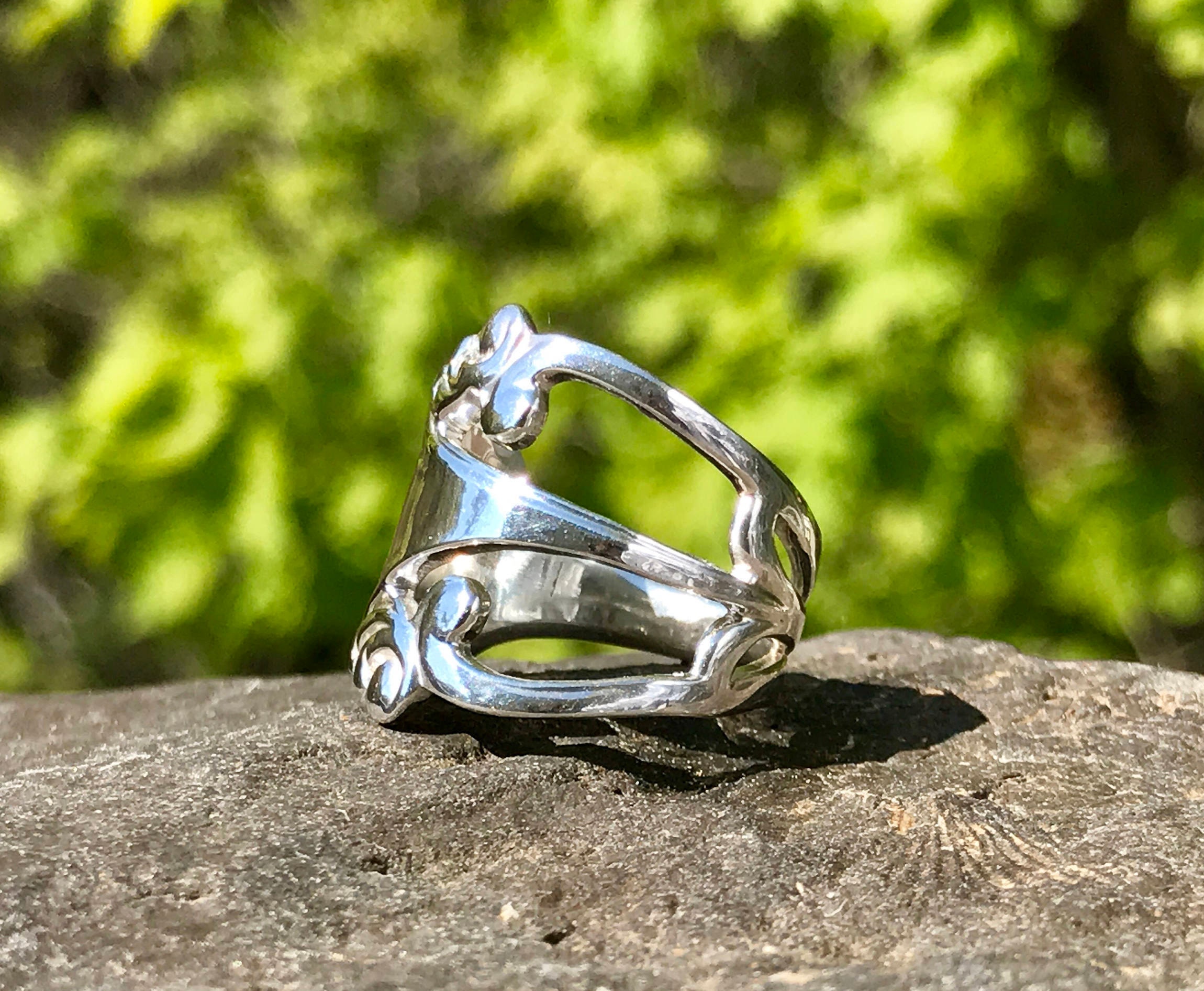 Sterling Silver Fork Ring Cigar Band Ring Triple Band Ring - Etsy