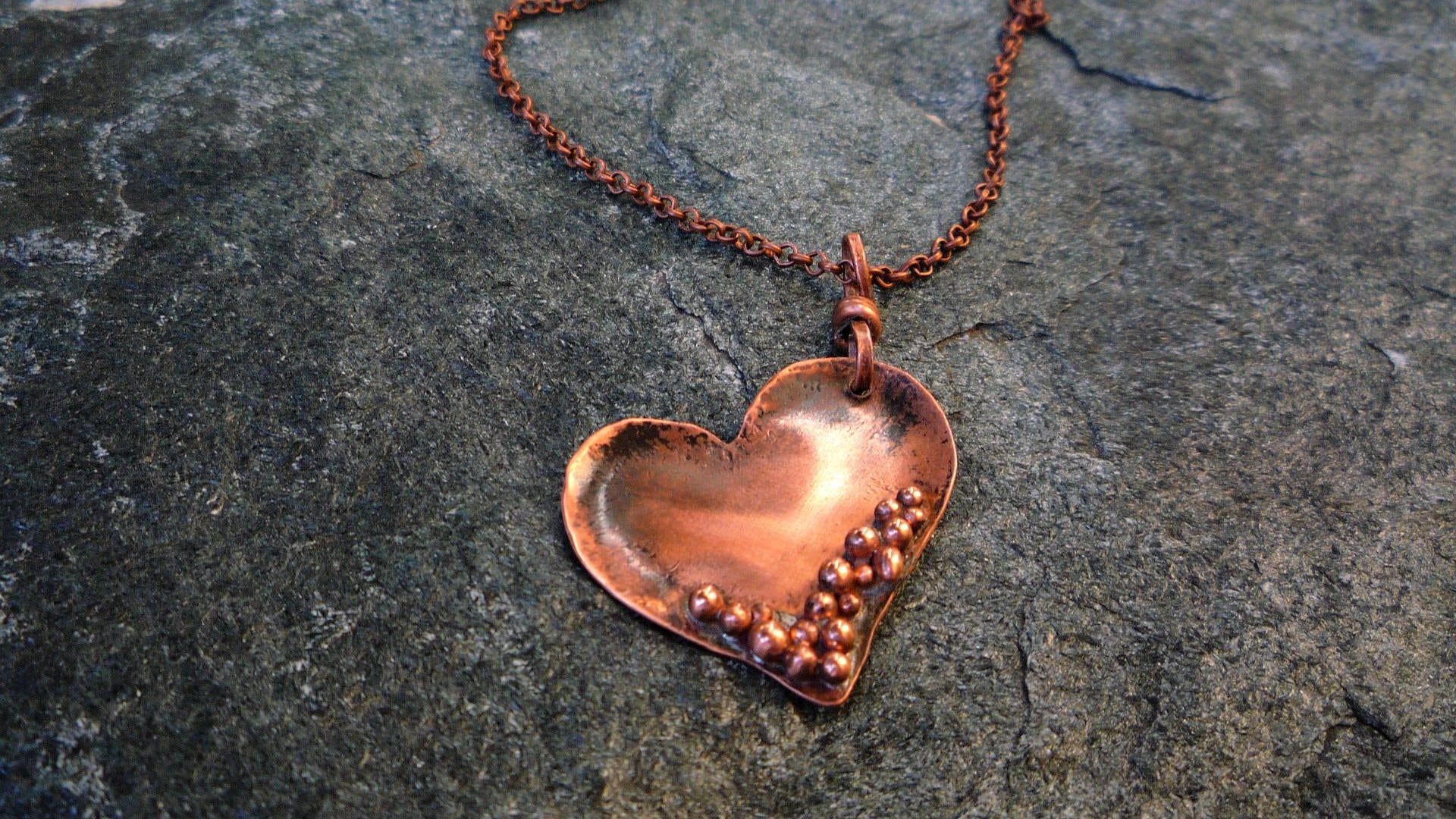 Heart necklace Copper pendant Hammered copper Elegant | Etsy