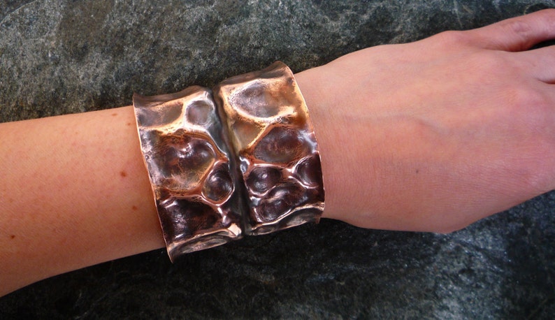 Wide copper cuff Cuff bracelet Copper jewelry Modern | Etsy