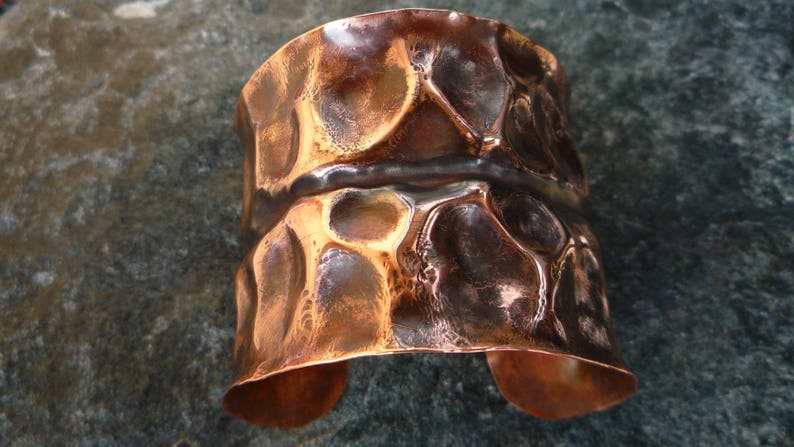 Wide copper cuff Cuff bracelet Copper jewelry Modern | Etsy