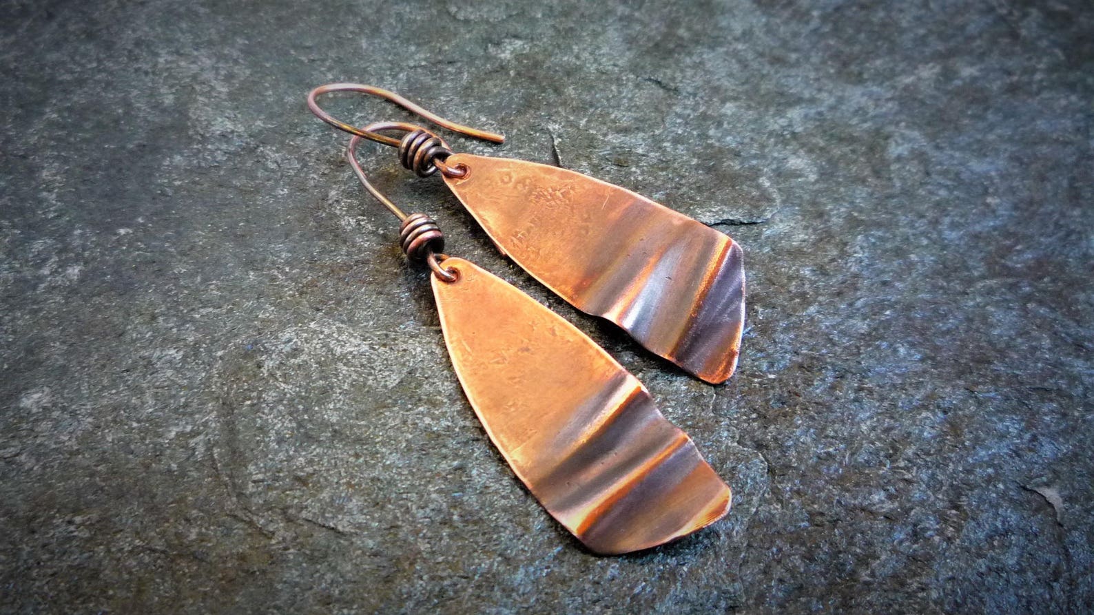 Fold-formed Copper Earrings Handmade Earrings Artisan - Etsy