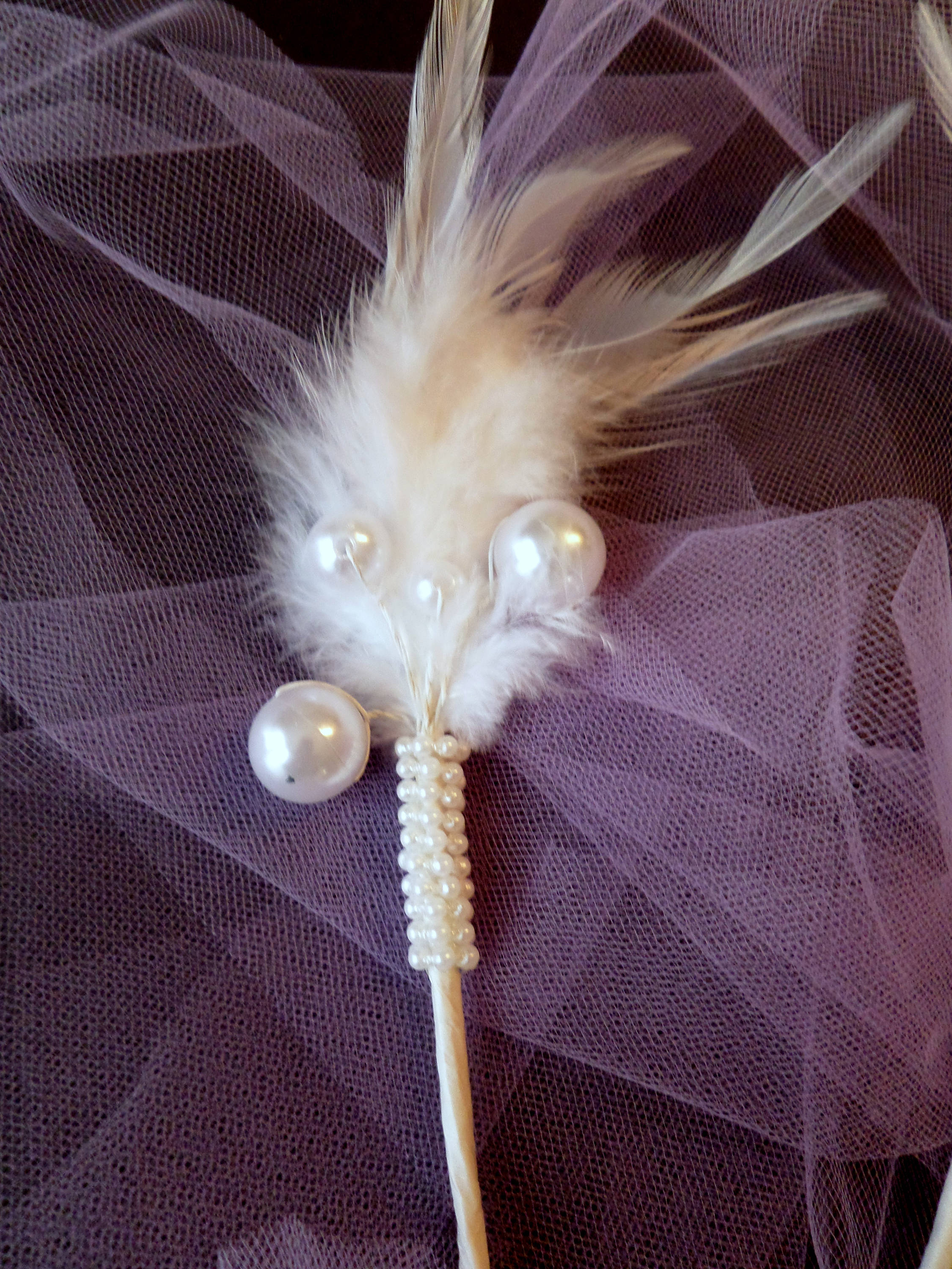 White Dove Feathers Pearl Wedding Floral Pick/spray~diy Bouquet Picks ...