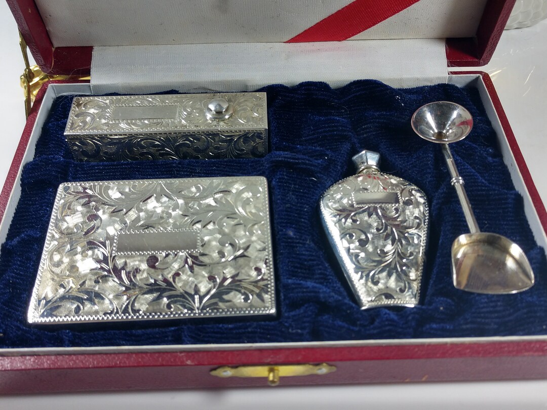 Sterling Silver Marked 950 Perfume Bottle, Compact, Lipstick Holder and ...