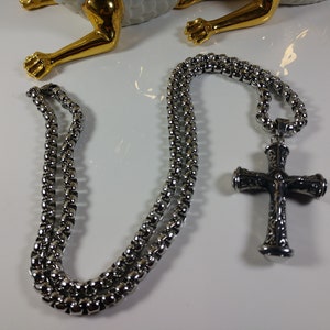 Stainless Steel Heavy Cross With Thick Chain - Etsy