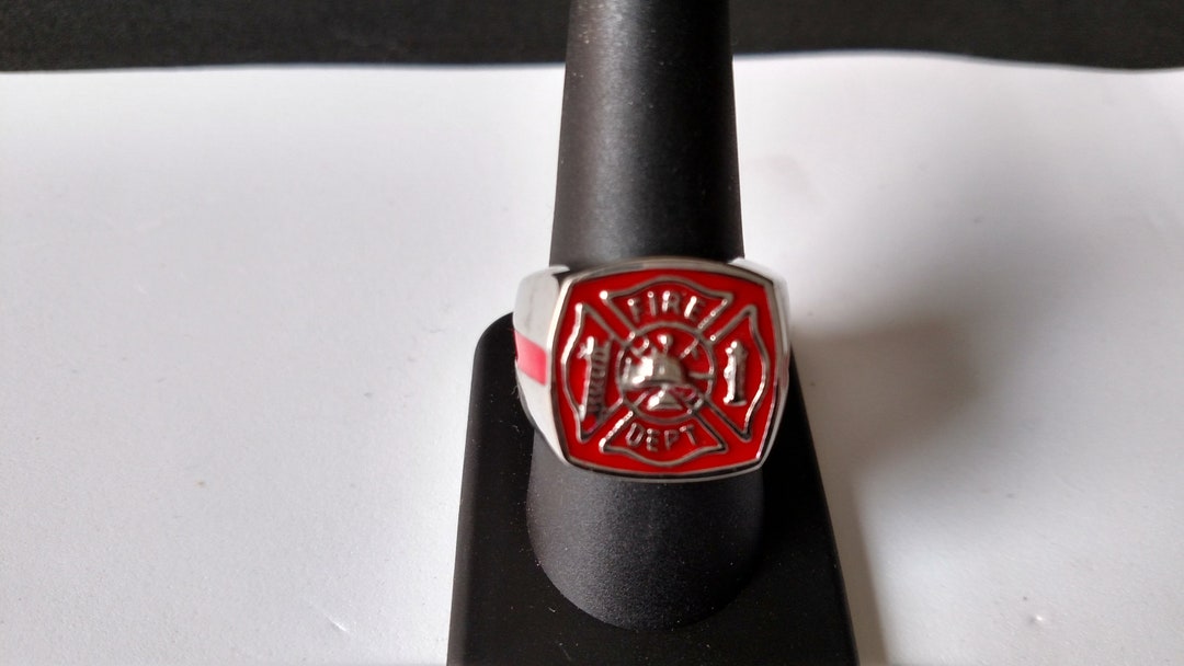 Edelstahl Fire Dept Ring Rote Highlights - Etsy.de